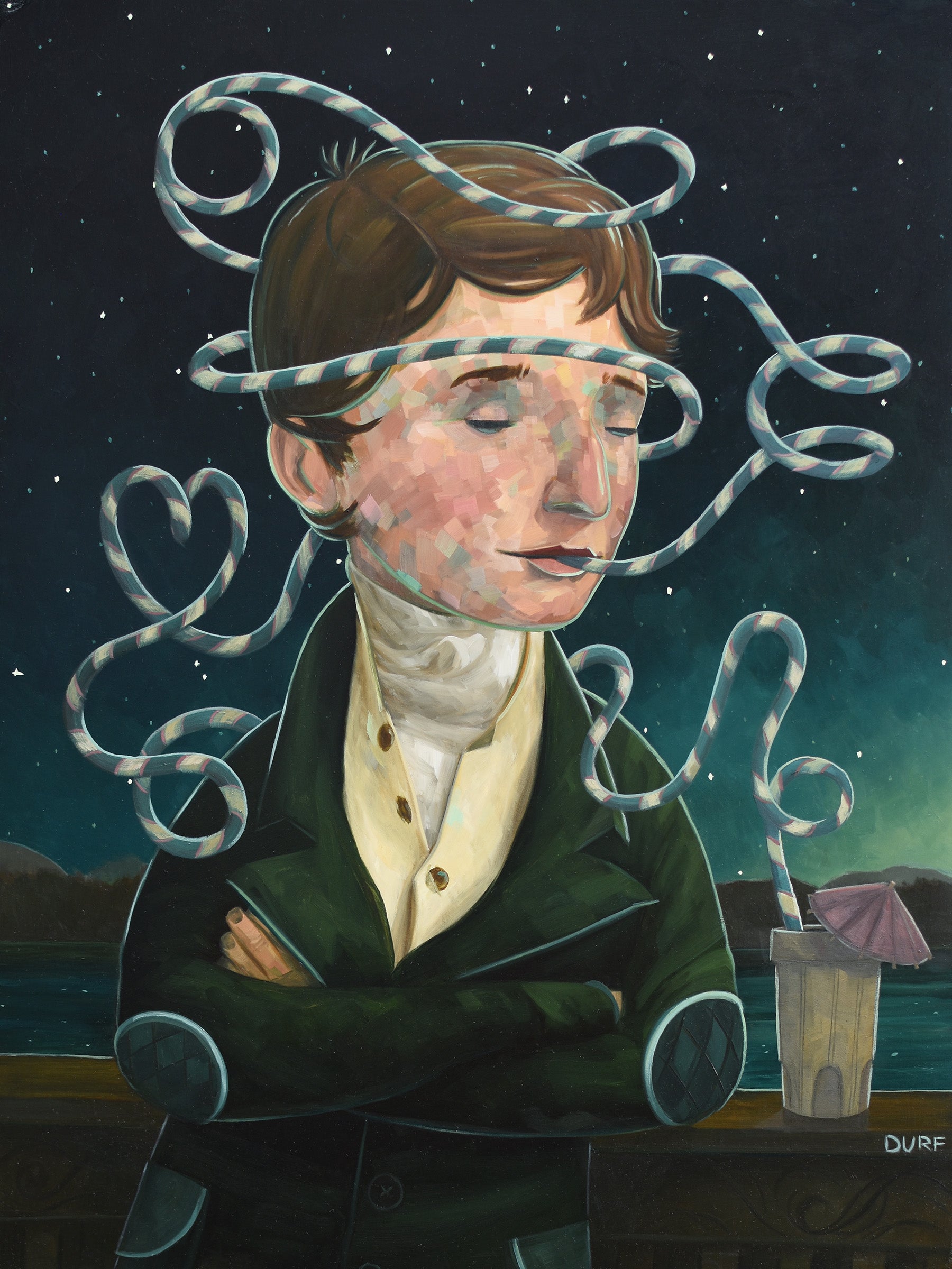 A Life of Libation. Drinking a Cocktail with a Straw Painting by Nathan ...