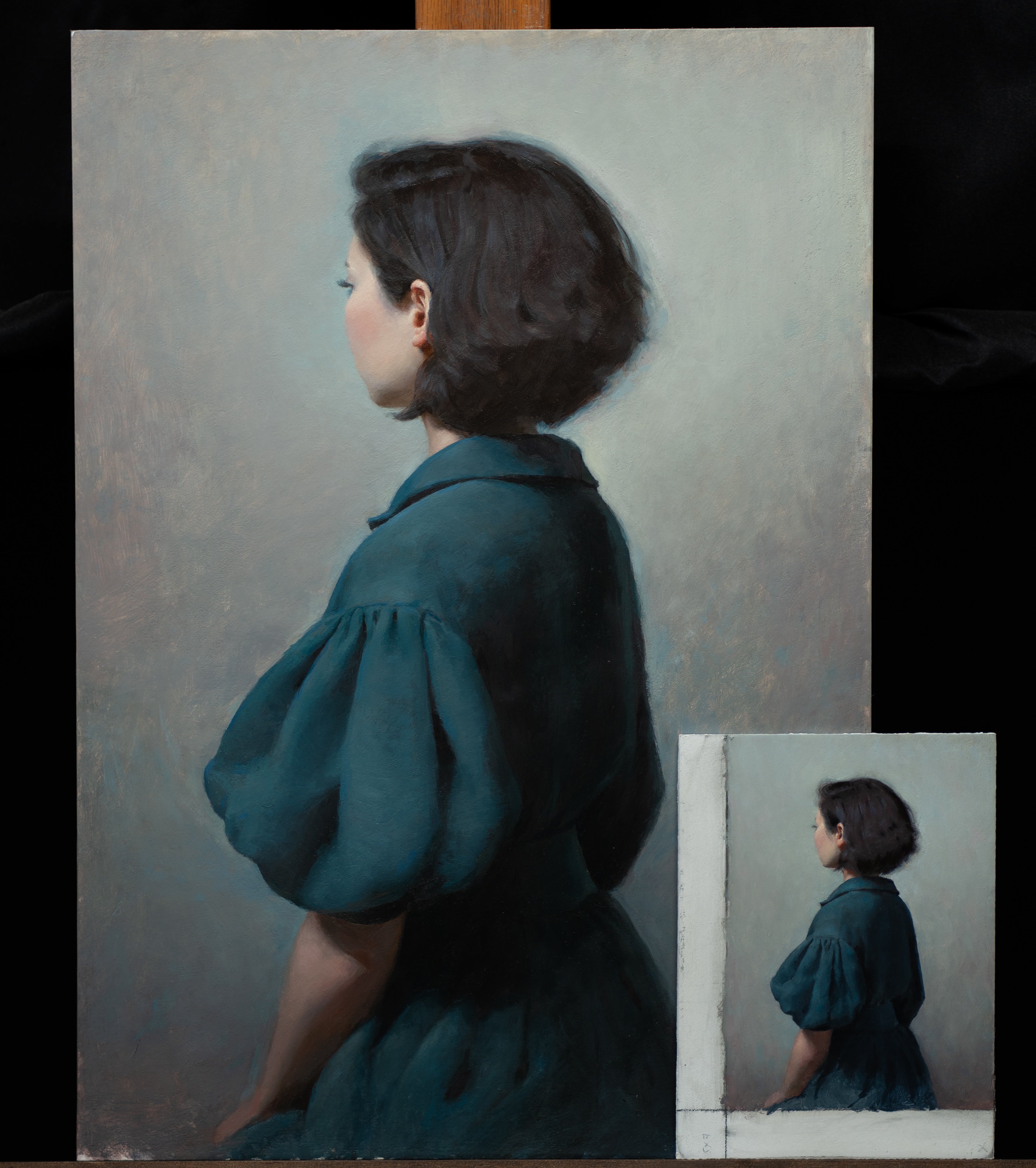The Green Dress Painting. Oil on panel – Robert Lange Studios